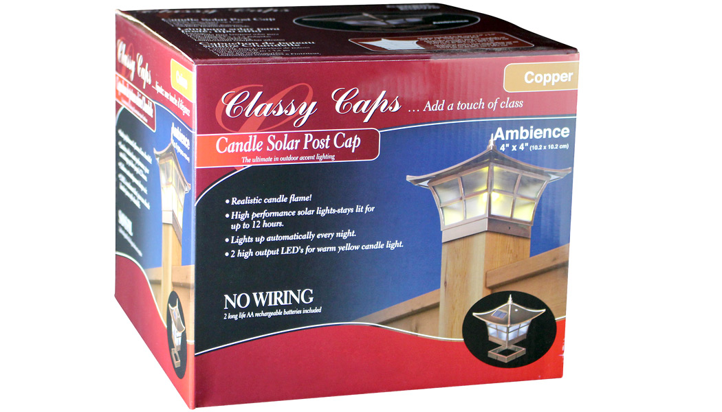 Ambience Copper 4x4 Solar Post Caps by Classy Caps - DeckAccent.com