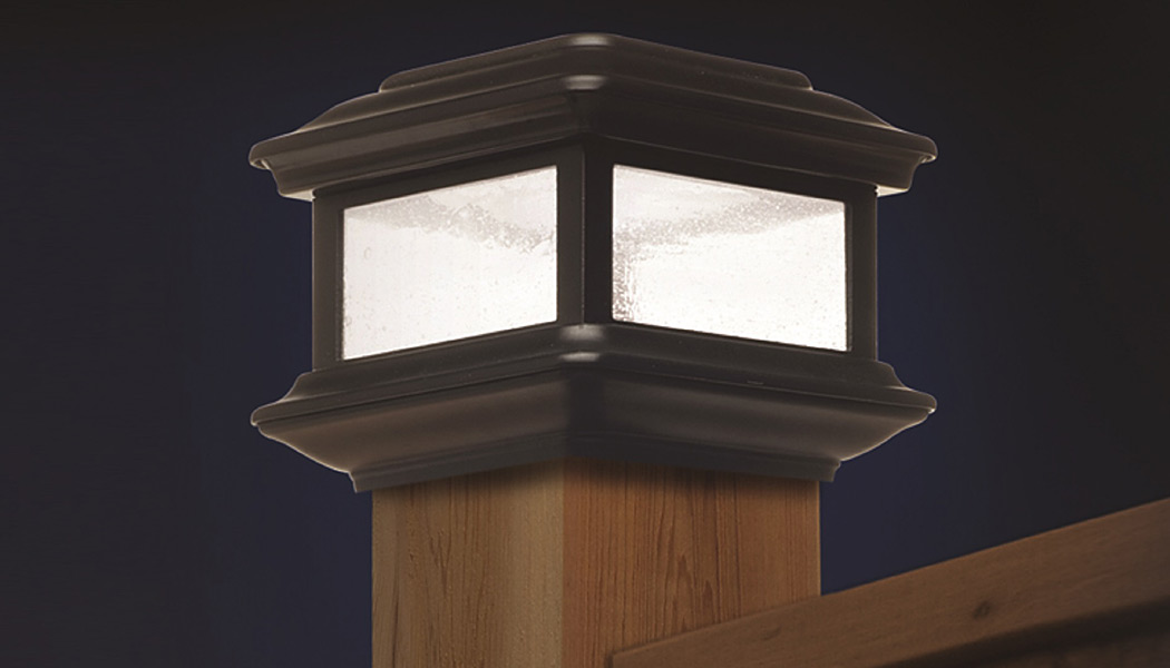 Colonial 4x4 Matte Black Solar Post Caps by Classy Caps - DeckAccent.com