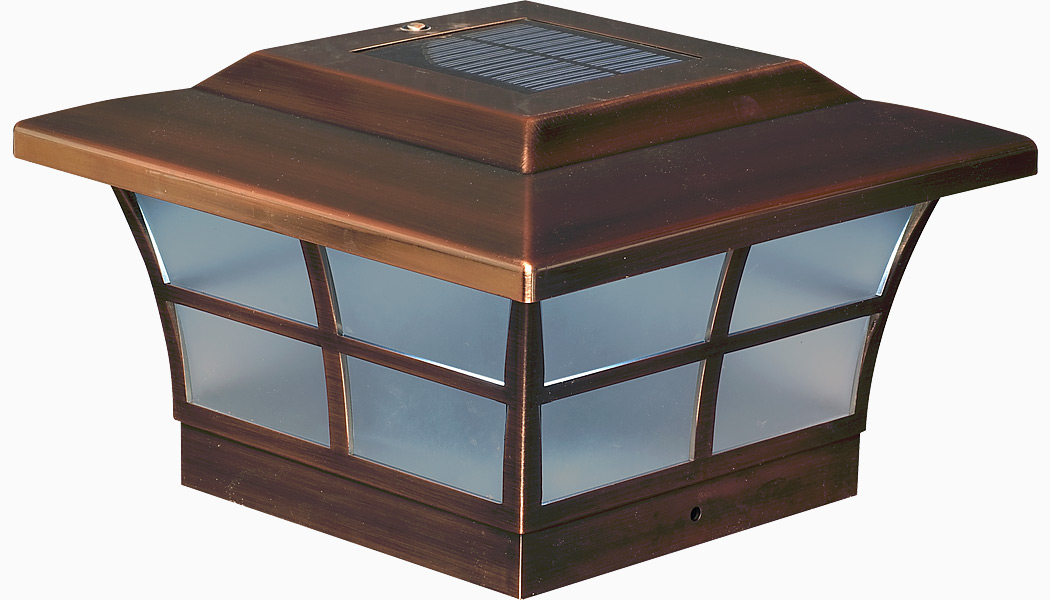 Prestige 4x4 and 6x6 Copper Solar Post Caps by Classy Caps - DeckAccent.com