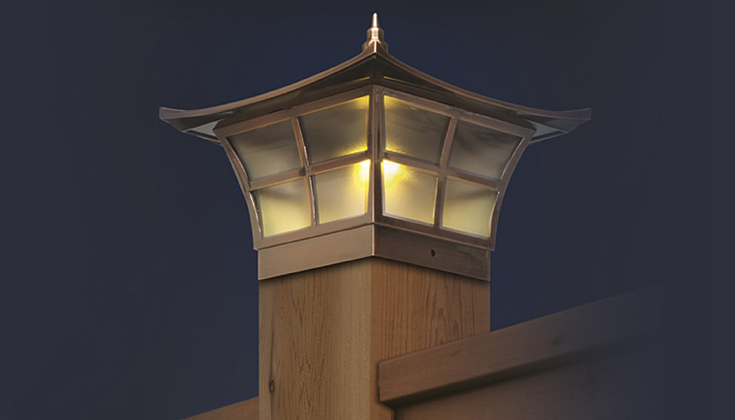 Ambience Copper 4x4 Solar Post Caps by Classy Caps - DeckAccent.com