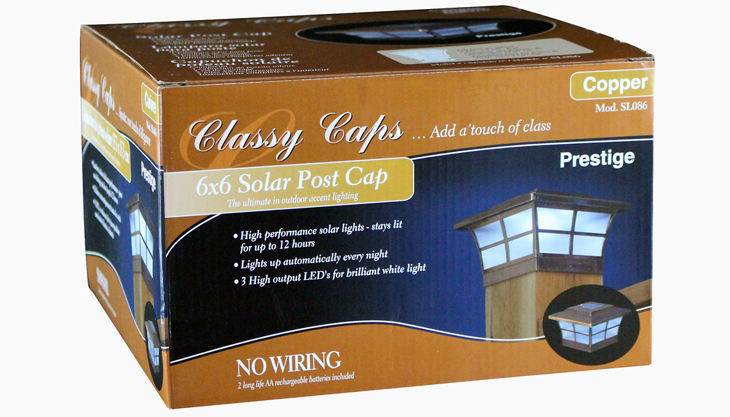 Prestige 4x4 and 6x6 Copper Solar Post Caps by Classy Caps - DeckAccent.com