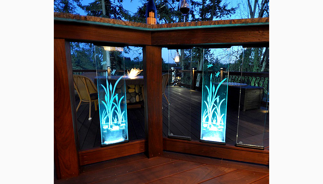 Etched 12V LED Glass Baluster by Dekor Deck Lighting - DeckAccent.com