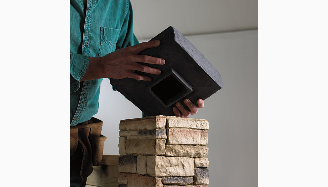 Stacked Faux Stone Post Covers by Deckorators - DeckAccent.com