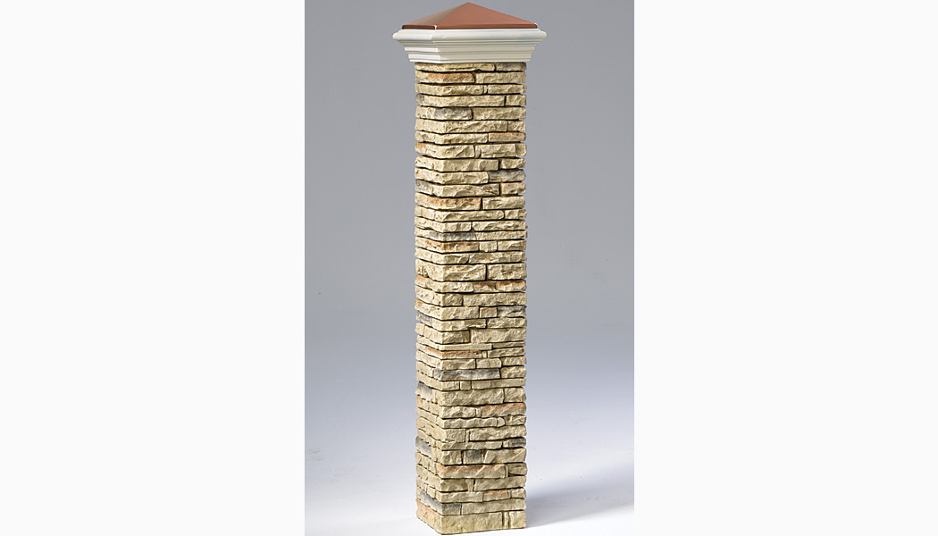 Stacked Faux Stone Post Covers by Deckorators - DeckAccent.com